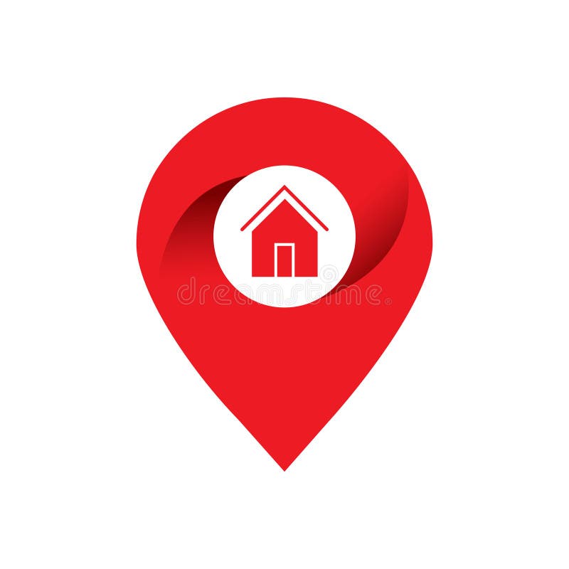 Home Location Pin Flat Style, Red Color, Vector Illustration. Stock ...