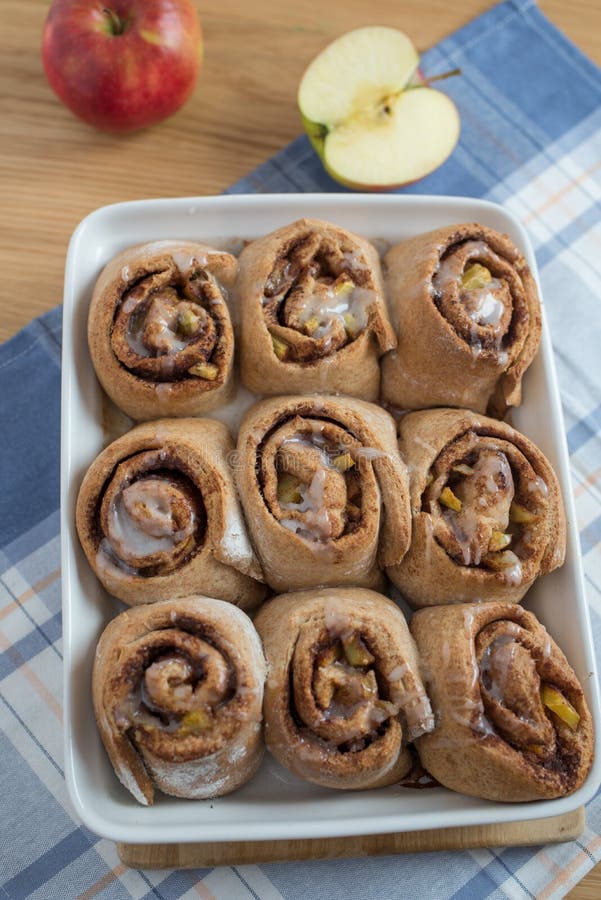 Apple Cinnamon Buns with Whole Wheat Stock Image - Image of coffee ...