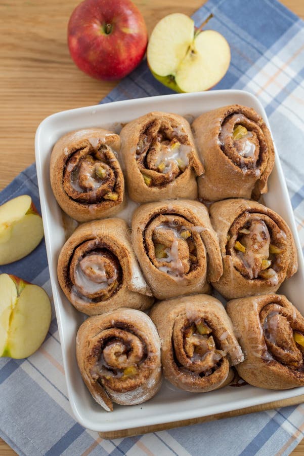 Apple Cinnamon Buns with Whole Wheat Stock Photo - Image of fleur ...