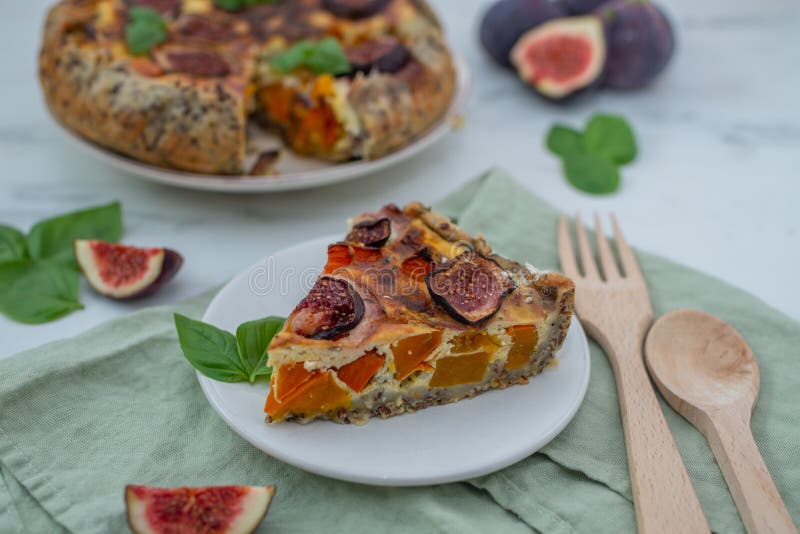 Home Made Autumn Quiche with Pumpkin and Figs Stock Image - Image of ...