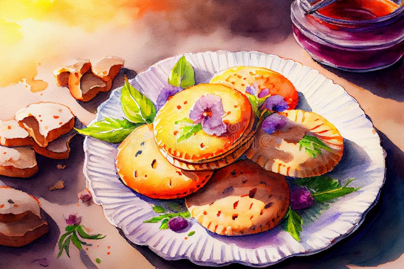 Home-made Biscuits Arranged on a Plate, Generative Ai Stock ...