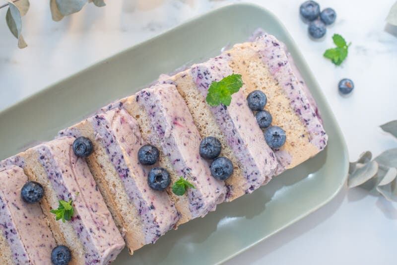 Home Made Blueberry Vanilla Semifreddo Ice Cream Parfait Stock Image ...