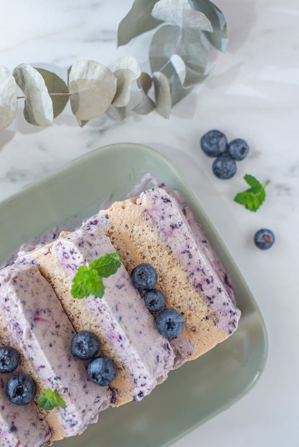 Home Made Blueberry Vanilla Semifreddo Ice Cream Parfait Stock Photo ...