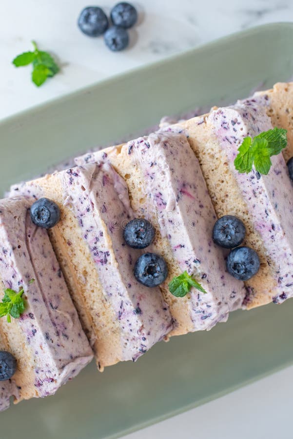 Home Made Blueberry Vanilla Semifreddo Ice Cream Parfait Stock Image ...