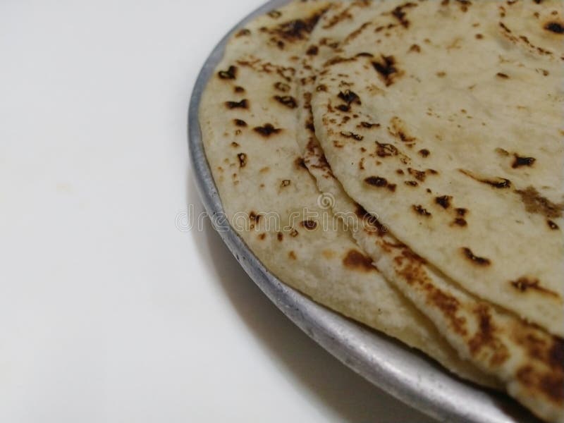 Home Made Bread Indian Roti on a Plate Stock Image - Image of wheat ...