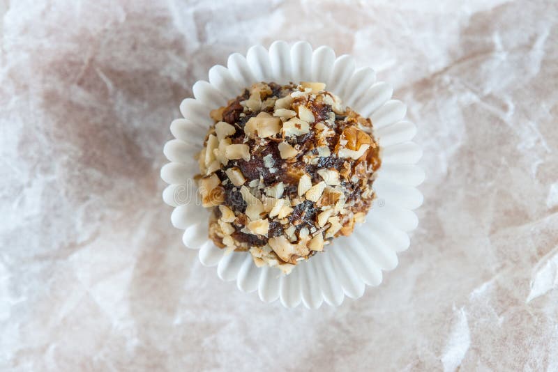 Home Made Candy with Walnut and Date on White Parchment Stock Image ...