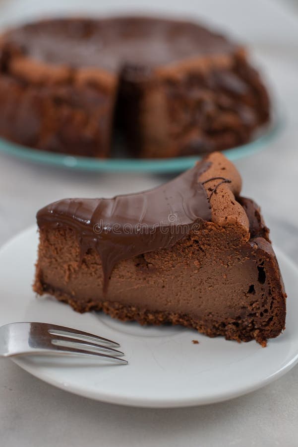 Home Made Chocolate Cheesecake on a Wooden Table Stock Image - Image of ...