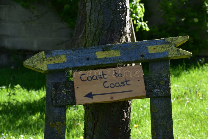 Home Made Coast To Coast Sign Indicating Direction Stock Image - Image ...
