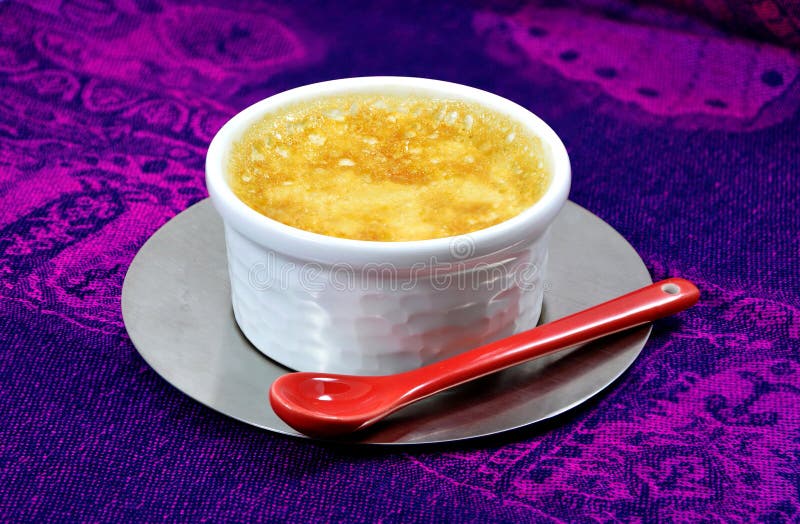 Home-made Custard with a Red Ceramic Spoon Stock Photo - Image of ...