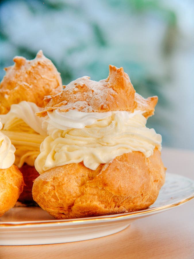 Home Made Delicious Vanilla, Cream Puff, Profiterole Stock Image ...