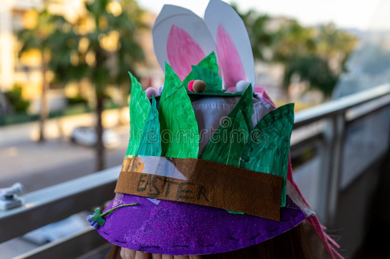 Home-made easter hat stock image. Image of child, childhood - 273567771