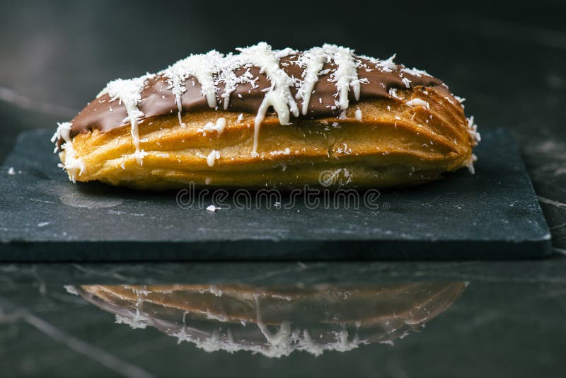 Home-made Eclair with Mango Whipped Cream Stock Image - Image of ...