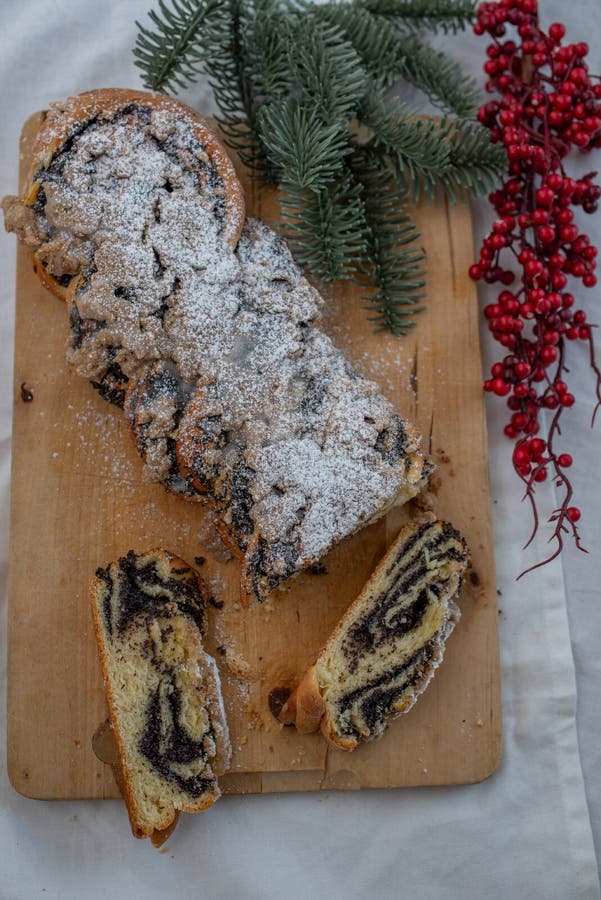 Home Made German Christmas Stollen with Poppy Seeds Stock Photo - Image ...