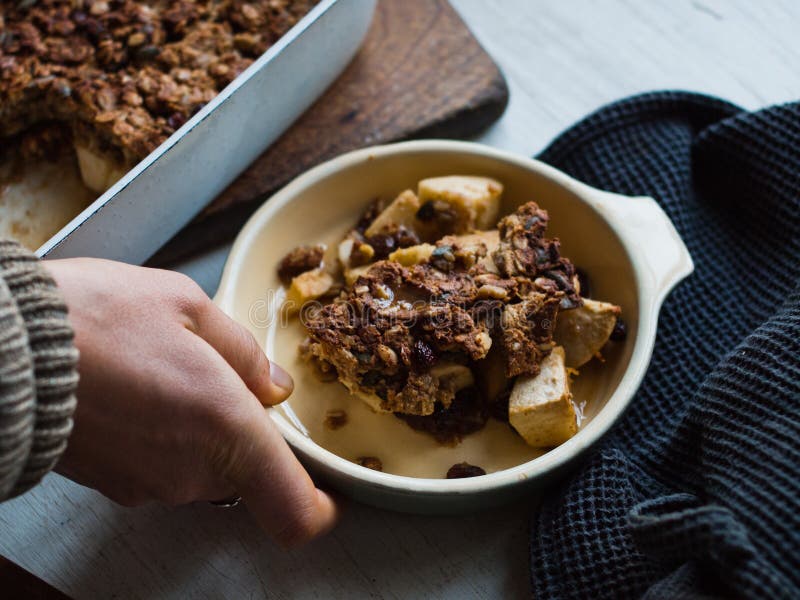 Home Made Healthy Rustic Apple Crumble Stock Photo - Image of light ...
