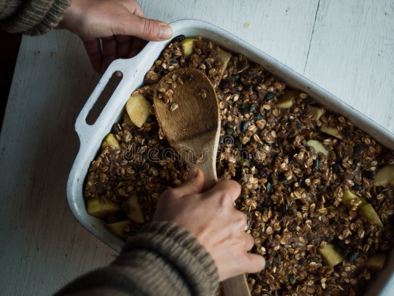 Home Made Healthy Rustic Apple Crumble Stock Image - Image of gluten ...