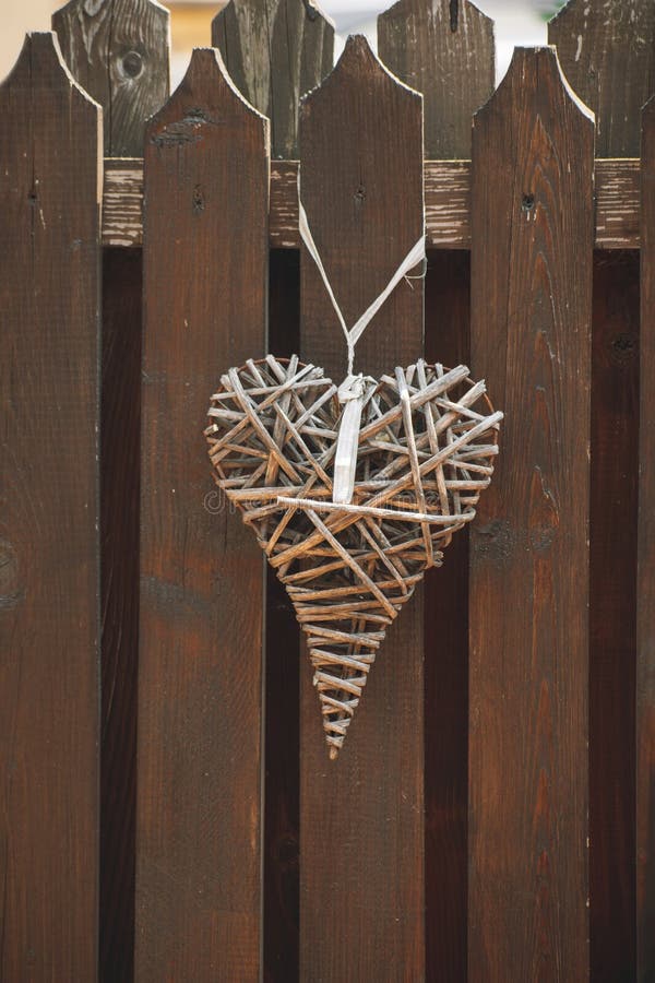Home-made Heart Decor Hanging on the Fence Stock Photo - Image of heart ...