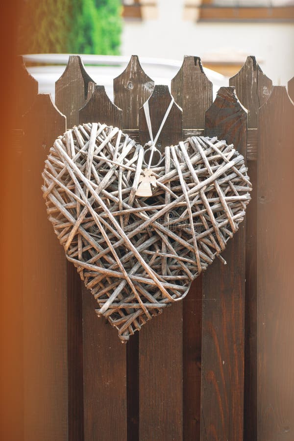 Home-made Heart Decor Hanging on the Fence Stock Image - Image of ...