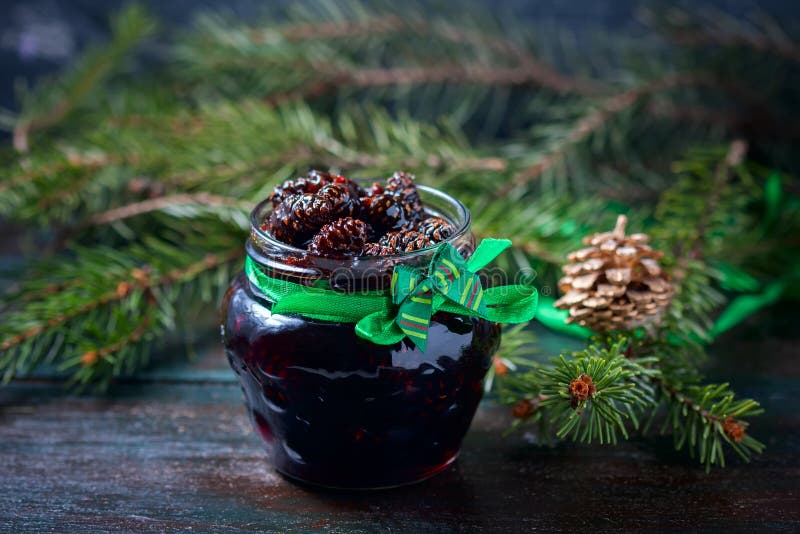 Home-made Jam from Pine Cones, for Improving Immunity. Stock Photo ...