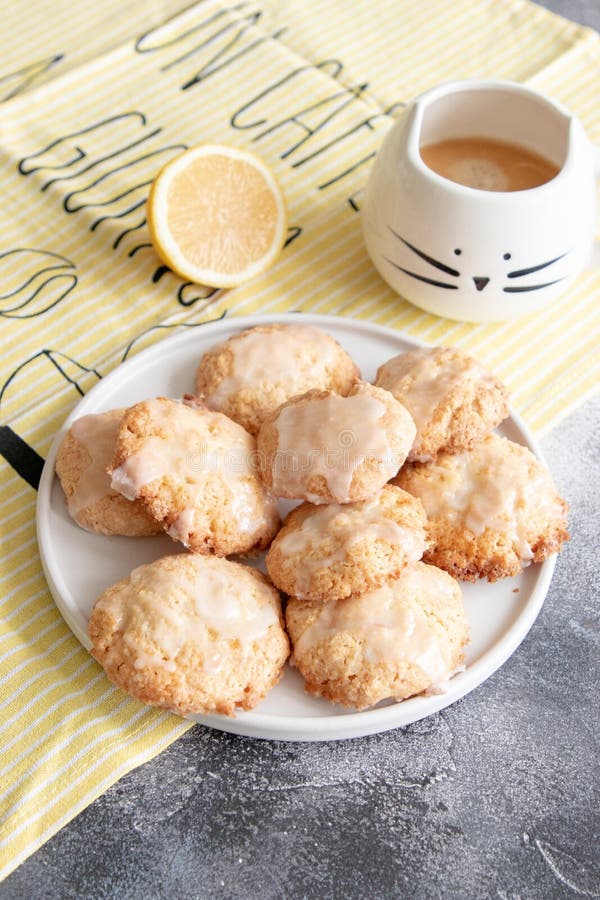 Home Made Lemon Biscuits with Glaze Stock Image - Image of lunch ...