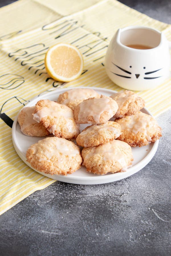Home Made Lemon Biscuits with Glaze Stock Photo - Image of food ...