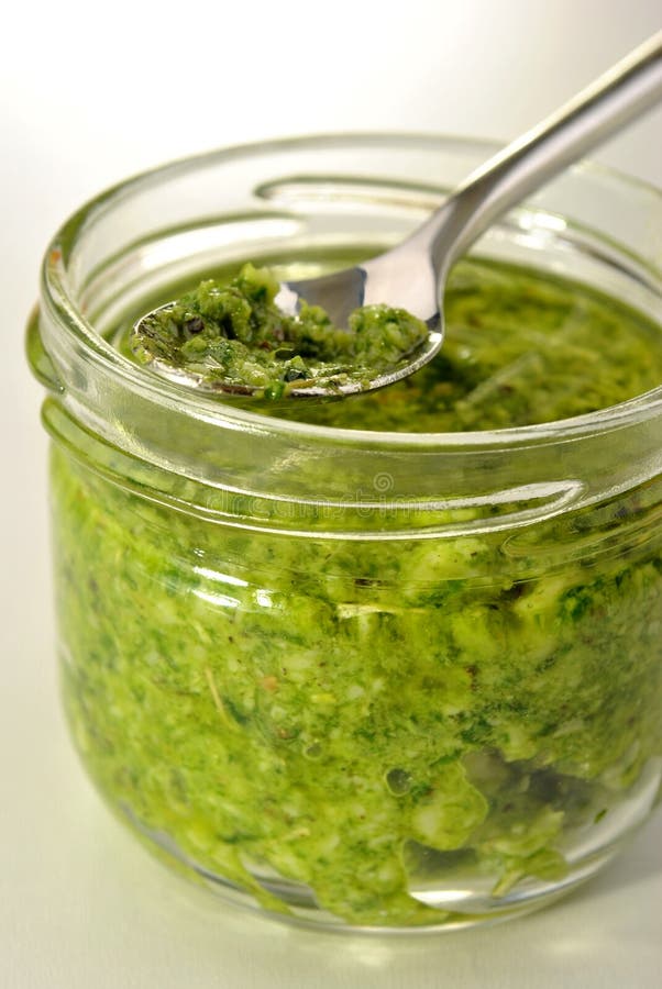 Home Made Pesto with Some Olive Oil Stock Image - Image of ready, tasty ...
