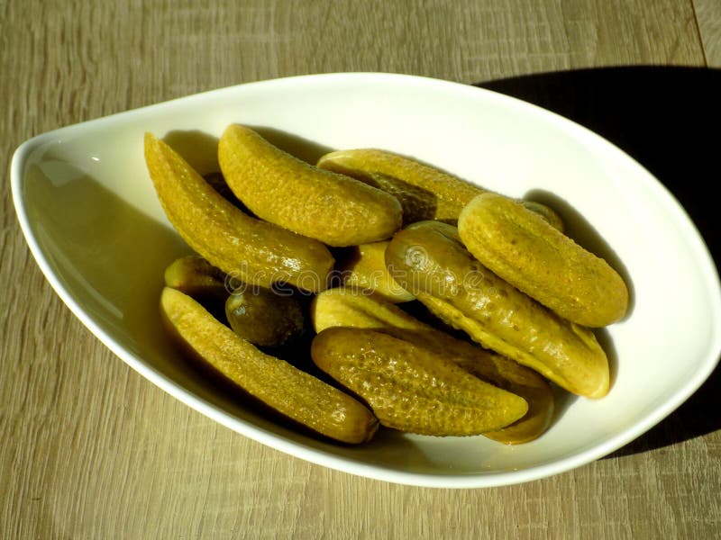 Home Made Pickles in White Bowl Stock Image - Image of sour, pickled ...
