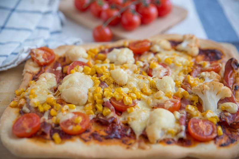 Home made pizza stock image. Image of crust, cast, flavor - 66616159