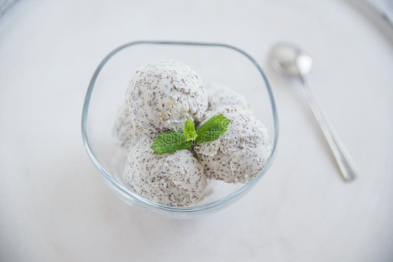 Home Made Poppy Seed Lemon Ice Cream Stock Image - Image of freeze ...