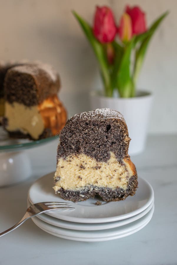 Home Made Poppy Seed Sponge Cake on a Table Stock Photo - Image of ...