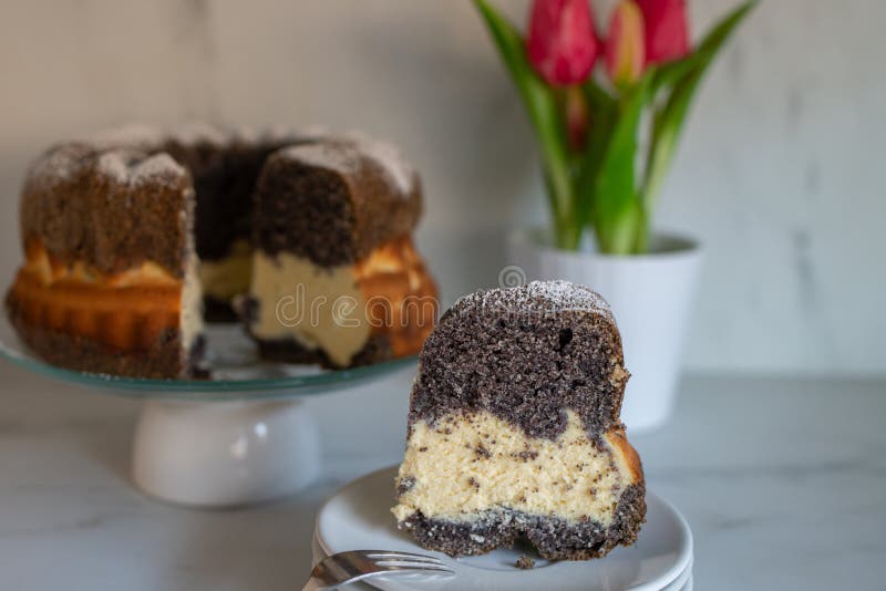 Home Made Poppy Seed Sponge Cake on a Table Stock Photo - Image of ...