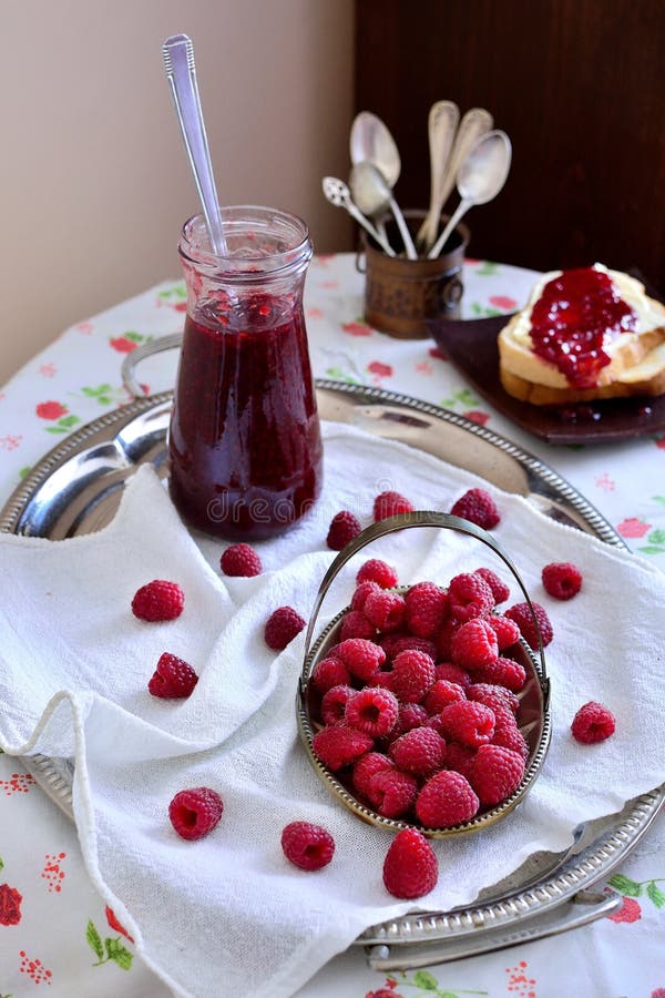 Home made raspberry jam stock photo. Image of preserves - 98317382