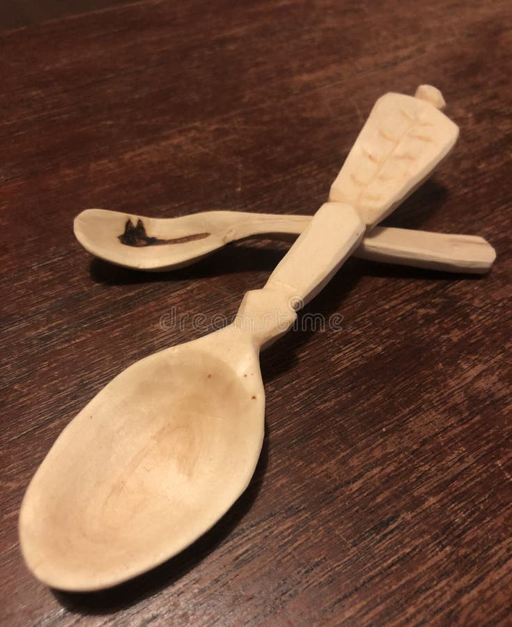 Home Made Spoon of Wood on Table Stock Image - Image of lunch, handmade ...