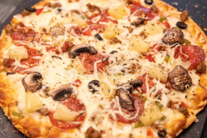 Home Made Supreme Pizza stock image. Image of italian - 272144157