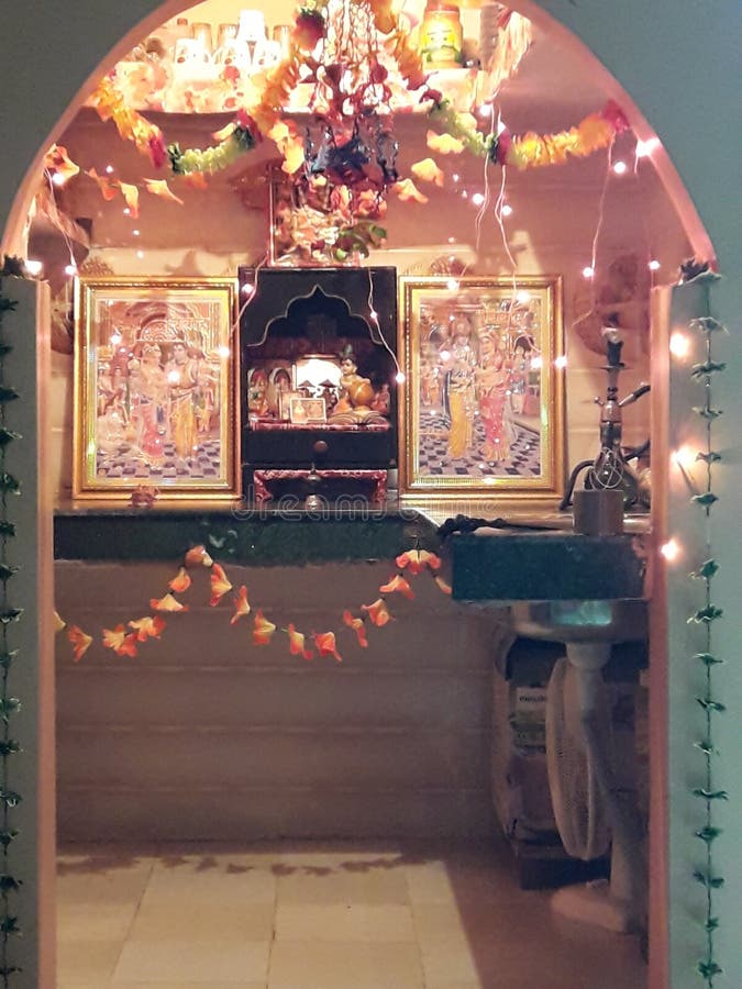 Home Made Temple with Kitchen Stock Photo - Image of home, lighting ...