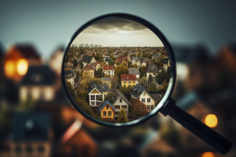 Home Magnifying Magnifying Glass. Generative AI Stock Illustration ...