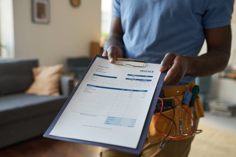 Home Maintenance Worker Holding Clipboard Stock Photo - Image of ...