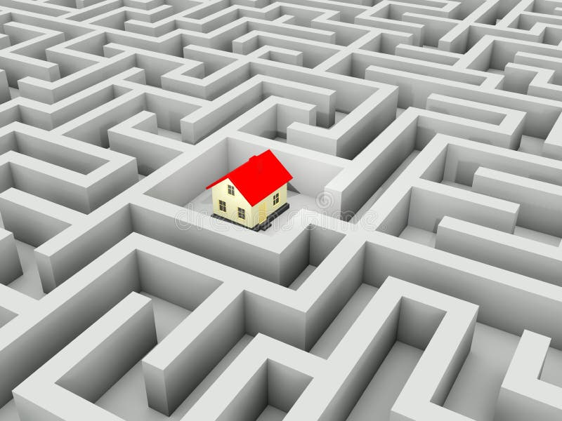 Home in the maze stock illustration. Illustration of puzzle - 22027329