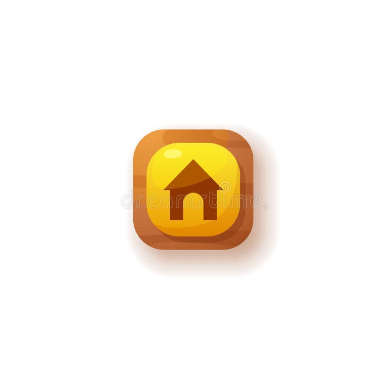 Home Menu Ui Button Vector Icon, Push Button Yellow Square Symbol ...