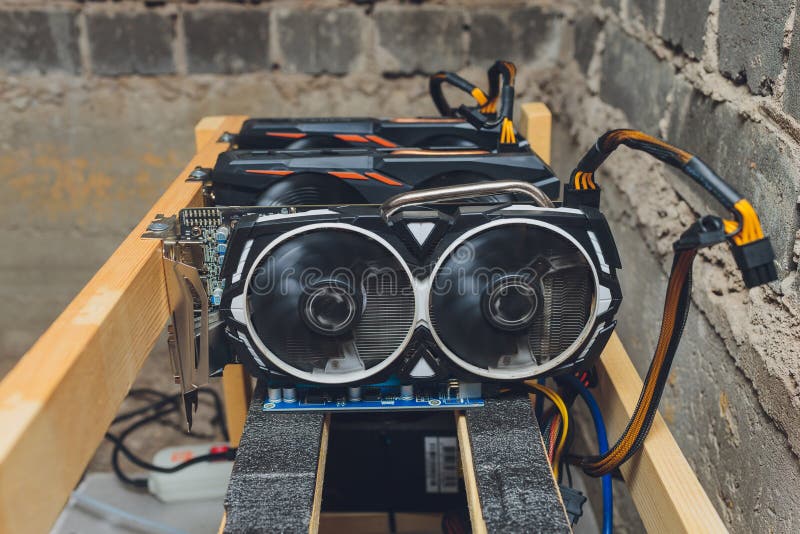 Home Mining Farm for Bitcoin and Cryptocurrency Money. GPUVideo Stock ...