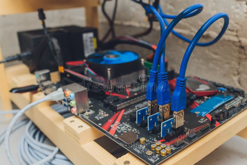 Home Mining Farm for Bitcoin and Cryptocurrency Money. GPUVideo Stock ...