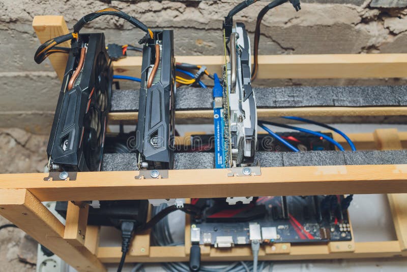 Home Mining Farm for Bitcoin and Cryptocurrency Money. GPUVideo Stock ...