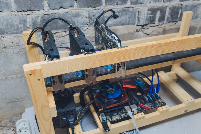 Home Mining Farm for Bitcoin and Cryptocurrency Money. GPUVideo Stock ...