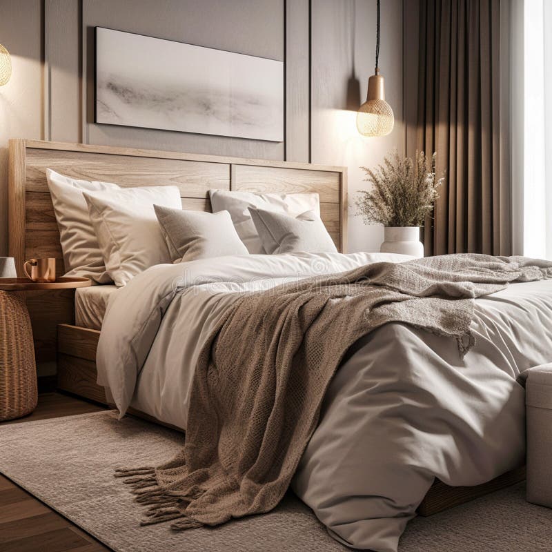 Home Mockup Bedroom Interior Details Close Up, Generative AI Stock ...