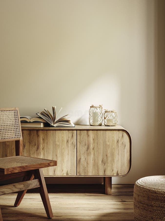 Home Mockup, Beige Room Interior, Wall Mockup Stock Illustration ...