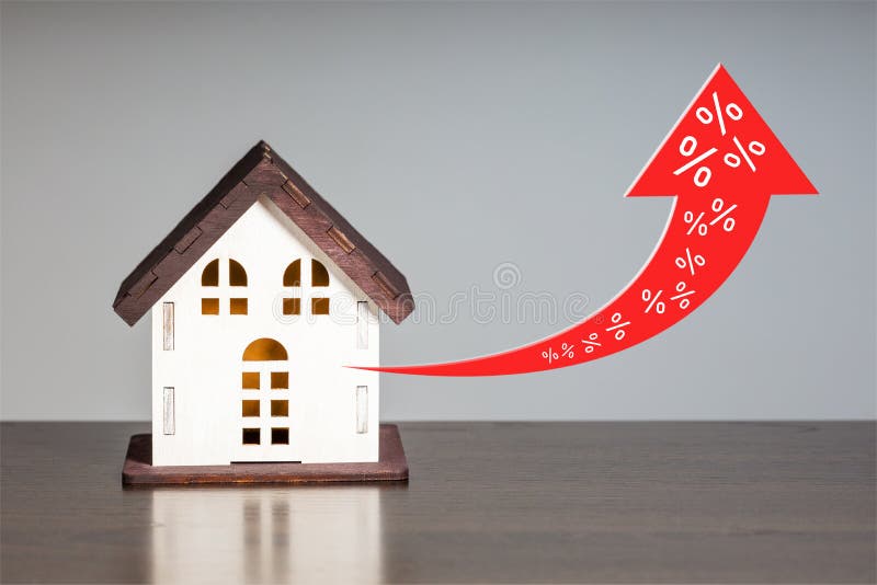 Home Model and Arrow Graph with Growing of Percent. Stock Image - Image ...