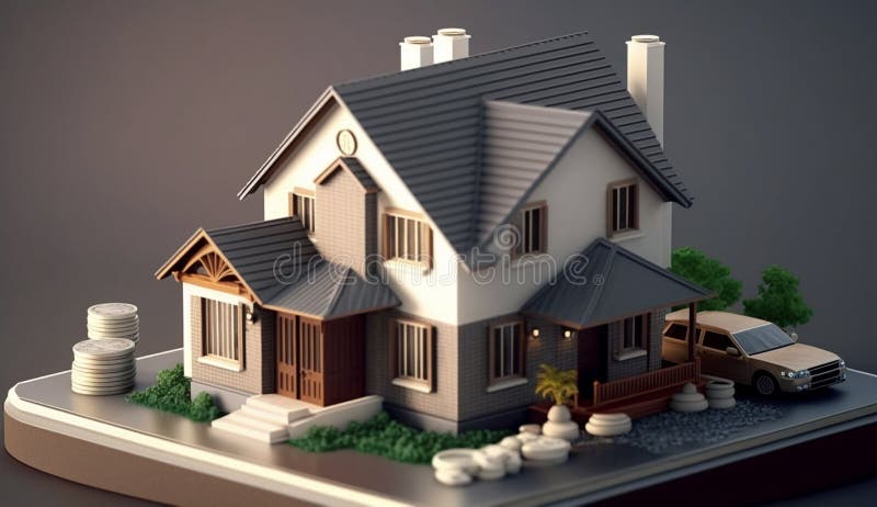 Home Model with Home Loan Concept, AI Generative Stock Illustration ...