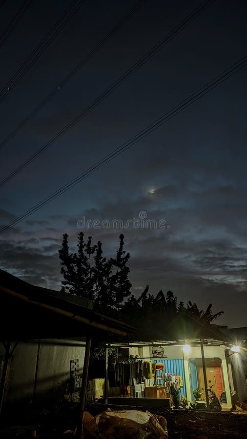 The Home with the Moonlight Stock Photo - Image of night, tree: 262404060