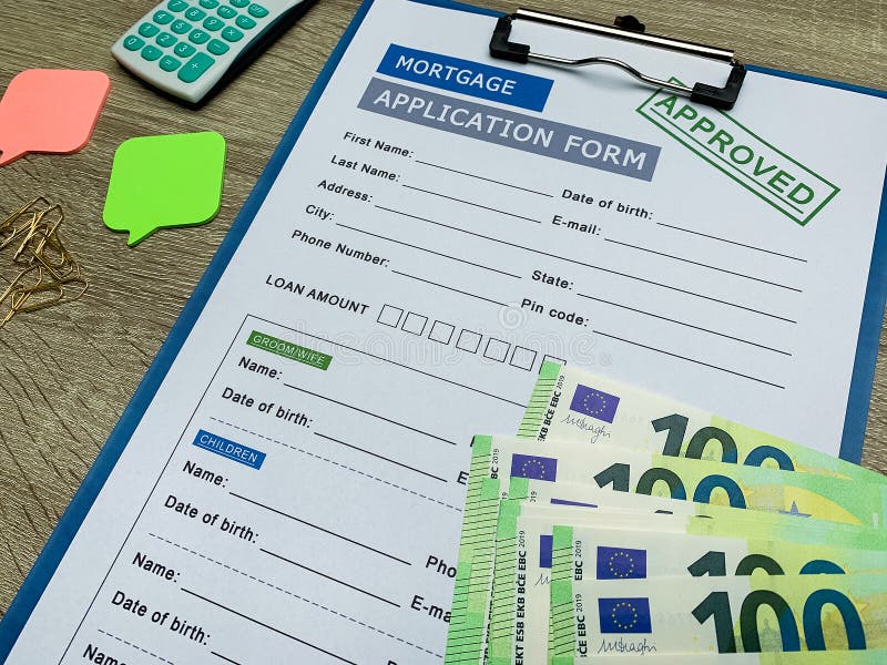 Home Mortage Application Form on Desktop in Office Showing Real Estate ...