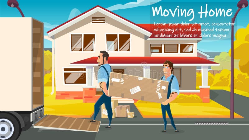 Home Moving Service Workers Loading Cargo Vector Stock Vector ...