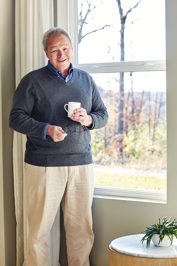Home is My Happy Place. a Senior Man Relaxing at Home. Stock Image ...